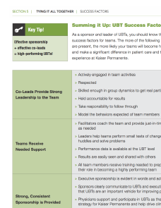 UBT Success Factors | Labor Management Partnership