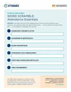 Word Scrambles: Attendance | Labor Management Partnership