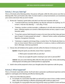 LMP Skills Booster Learner Worksheet | Labor Management Partnership